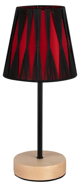 Mila Wood 1xE14 Max.40W Bříza/černá/černá/červená stolní lampa