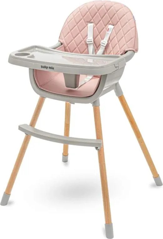 Jídelní židlička Baby Mix Freja wooden dusty pink