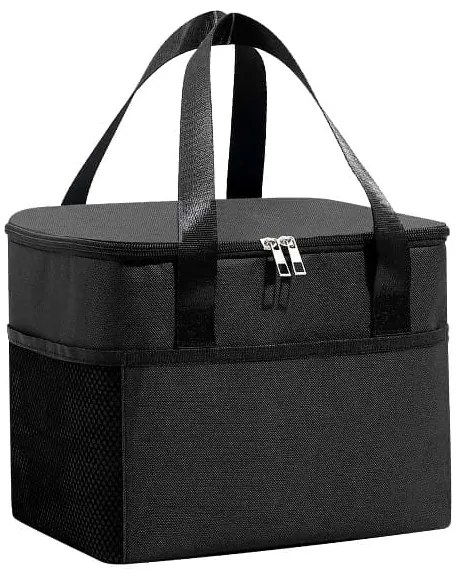 Termotaška na jídlo LUNCH BOX, černá, nepromokavý materiál, 23x20x17,5 cm