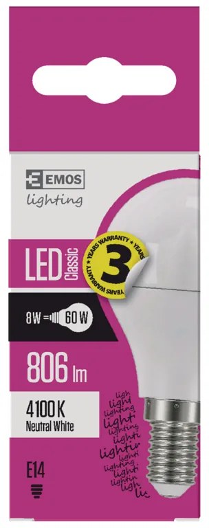 Emos lighting LED žárovka Classic Mini Globe 7,3W E14 neutrální bílá