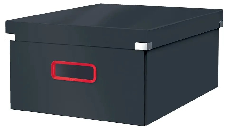 Šedý kartonový úložný box s víkem 48x37x20 cm Click&amp;Store – Leitz