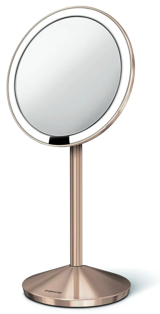 Kosmetické zrcátko Simplehuman - Sensor Tru-lux LED osvětlení, 10x zvětšení, AKU ROSE GOLD