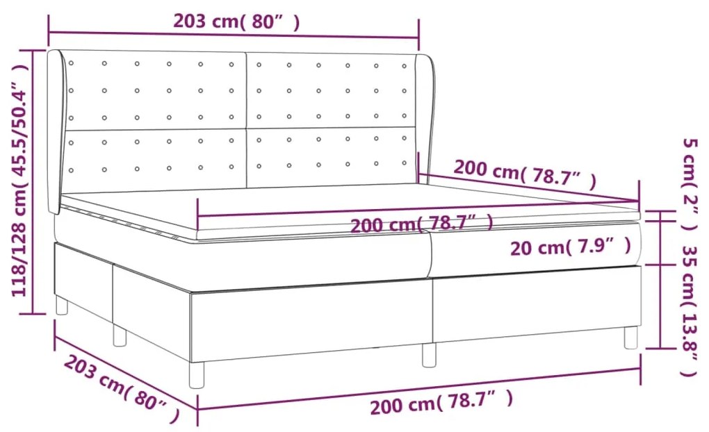 Box spring postel s matrací bílá 200x200 cm umělá kůže,  3129052