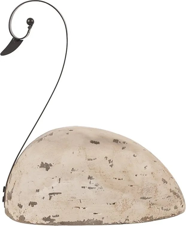 Bílá antik dřevěná dekorace Labuť Swan Rustic L - 25*11*27 cm