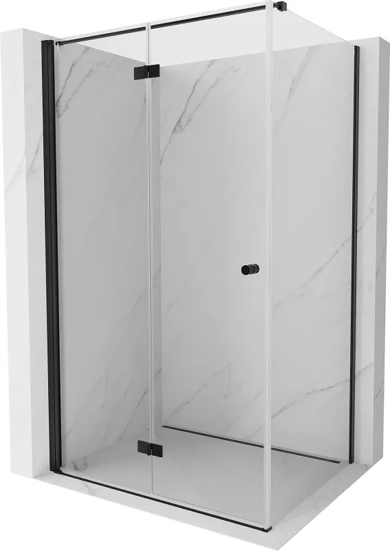 Mexen Mist-F T, 1-křídlý ​​skládací sprchový kout levý 110 x 95 cm, čiré sklo, černý profil, 8A6T-110-095-70-00-L