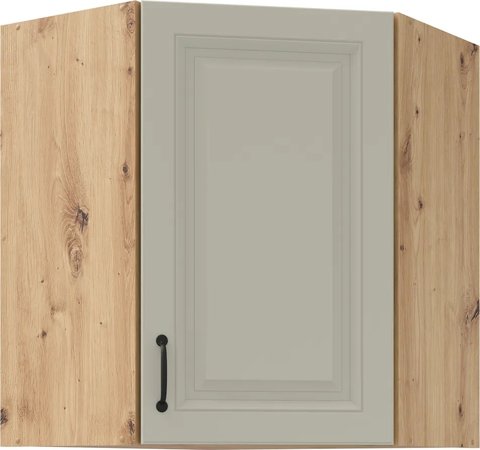 STILO ac | horní skříňka 60x60 GN-72 1F (45°) rohová s policemi | 60x60 cm | UNI dvířka | artisan/světle šedá