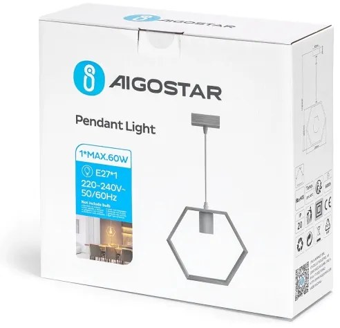 Aigostar - Dřevěný lustr na lanku 1xE27/60W/230V borovice