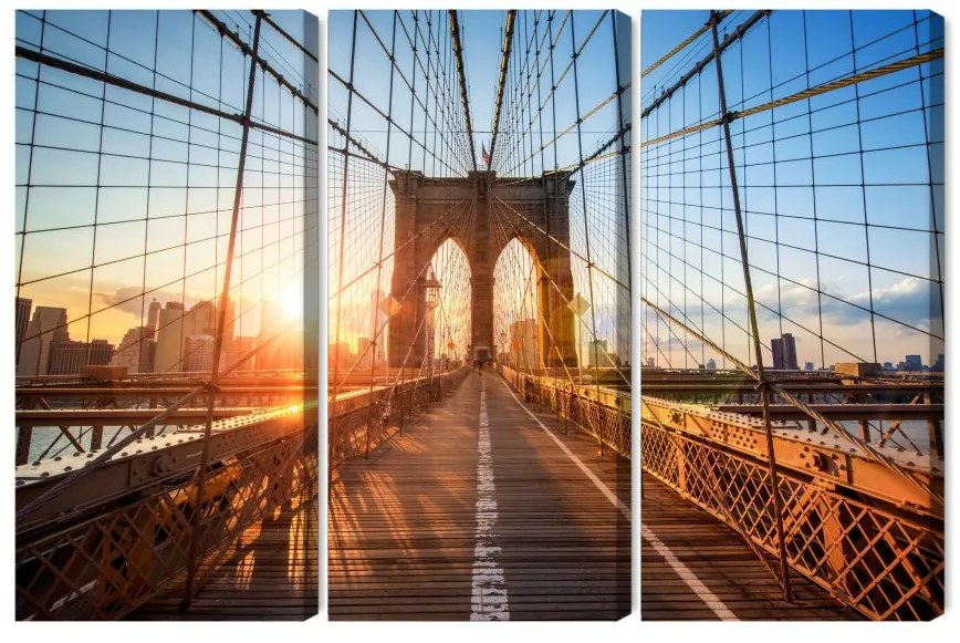 Vícedílný obraz Brooklynský Most V New Yorku Nedostatek Nedostatek Přírodní plátno 120x80