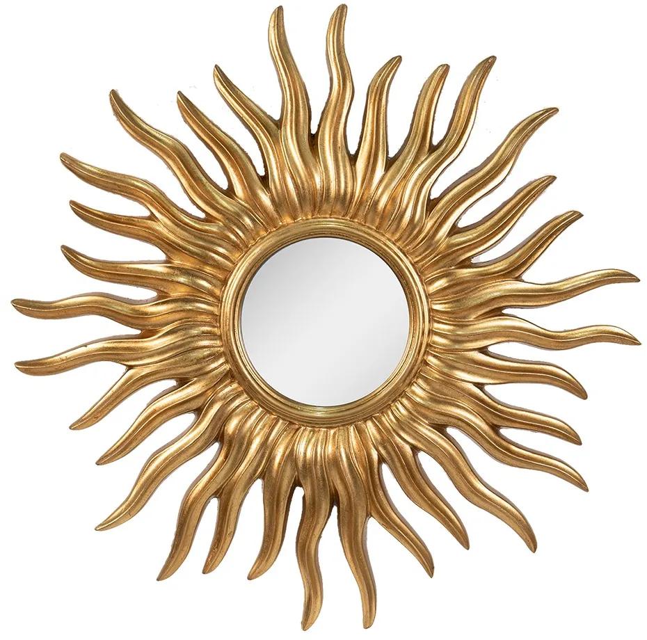 Nástěnné zrcadlo ve tvaru slunce ve zlatém rámu Sunny - Ø 65 cm