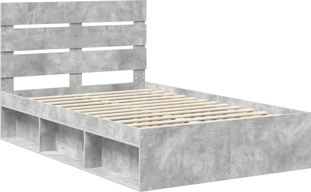 Rám postele s čelo Beton 120 x 200 cm Masivní borové dřevo 3411763