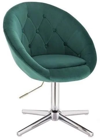 LuxuryForm DESIGN Otočné křeslo VERA VELUR na stříbrném kříži - zelené