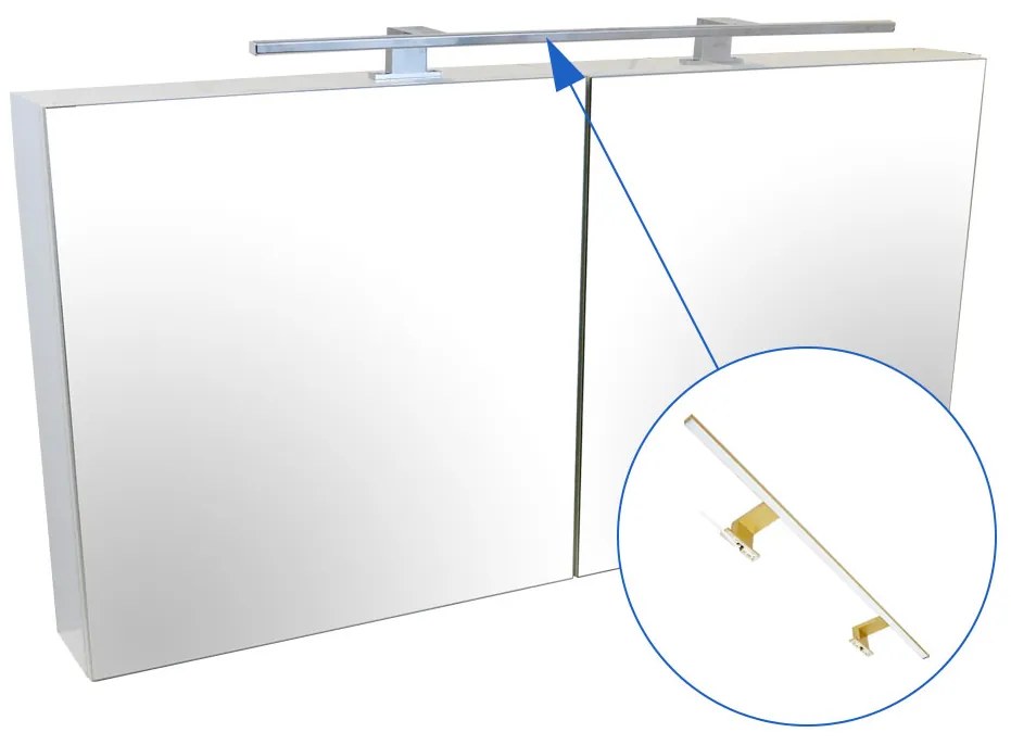 BPS-koupelny Zrcadlová skříňka Montana 120 ZS LED-G s osvětlením Any LED 80 G, zlatá