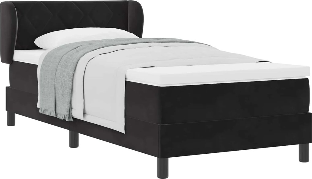 Postel s boxspringem s čelo Černá 100 x 200 cm samet 3340432