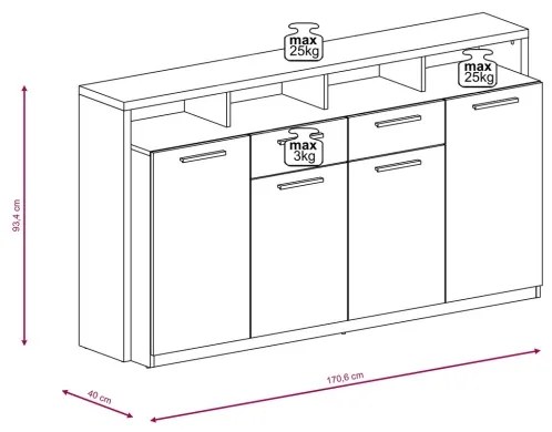 Komoda LEBY dub sonoma/bílá