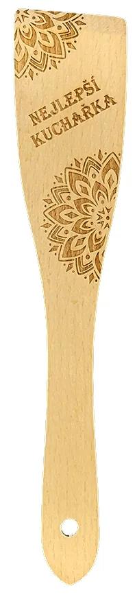 AMADEA Dřevěná obracečka buk text "nejlepší kuchařka", masivní dřevo, délka 30 cm, český výrobek