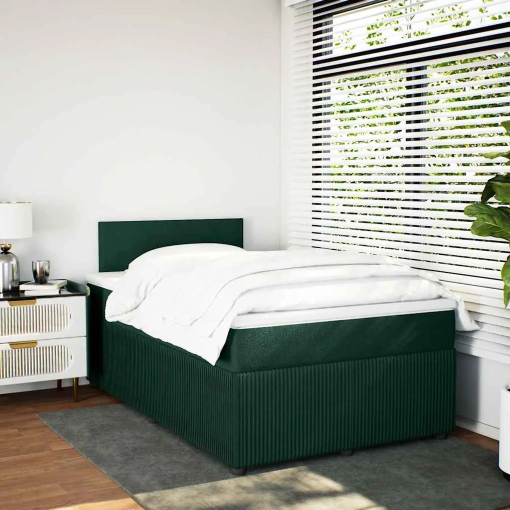 Box spring postel s matrací tmavě zelená 120 x 200 cm samet 3290007