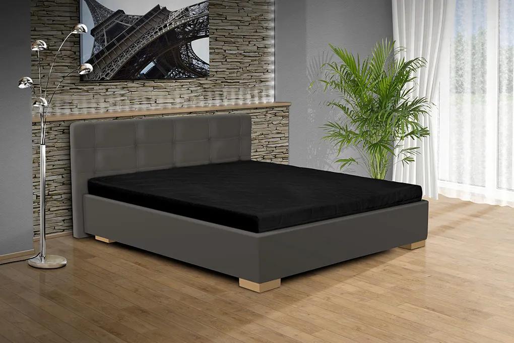 Manželská postel s úložným prostorem Alžběta Barva: eko kůže šedá, typ matrace: matrace 15 cm