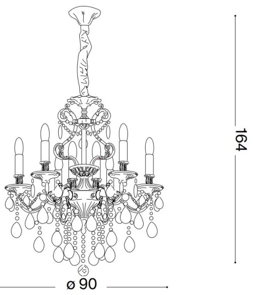 Ideal Lux - Křišťálový lustr na řetězu GIOCONDA 12xE14/40W/230V pr. 90 cm zlatá
