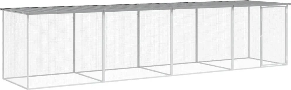 Klec pro kuřata se střechou světle šedá 403 x 98 x 90 cm ocel 3189055