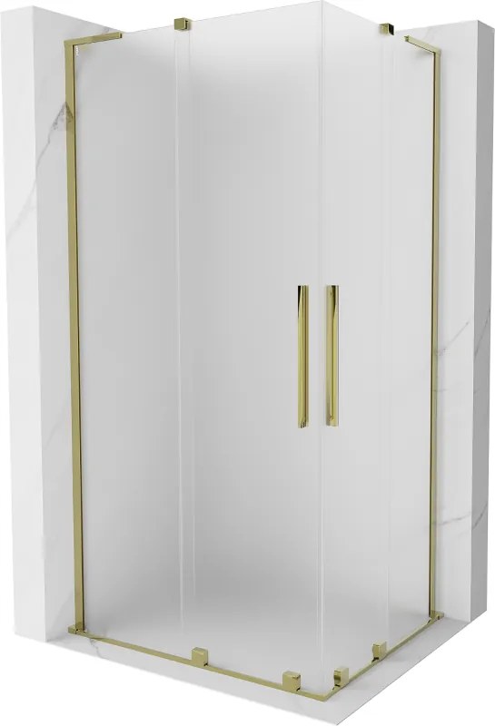 Mexen Velar L Duo, sprchový kout s posuvnými dveřmi 90 x 80 cm, 8mm sklo námraza, zlatá lesklá, 871-090-080-02-33-50