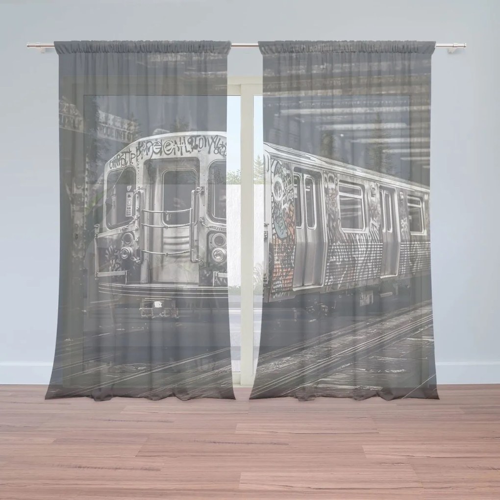 Sablio Záclony Městské metro s graffiti: 2ks 150x250cm
