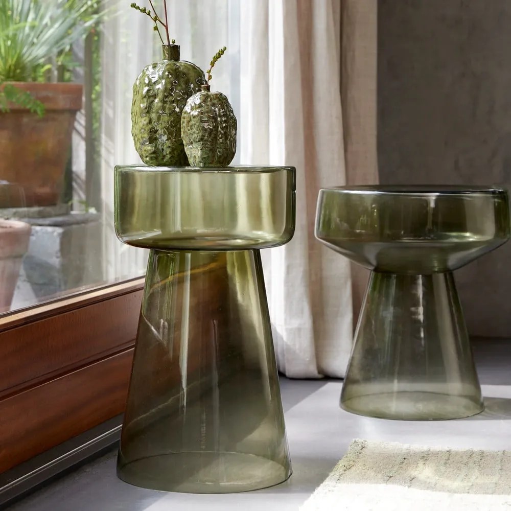 Skleněný kulatý odkládací stolek ø 37 cm Dakwa – Light &amp; Living