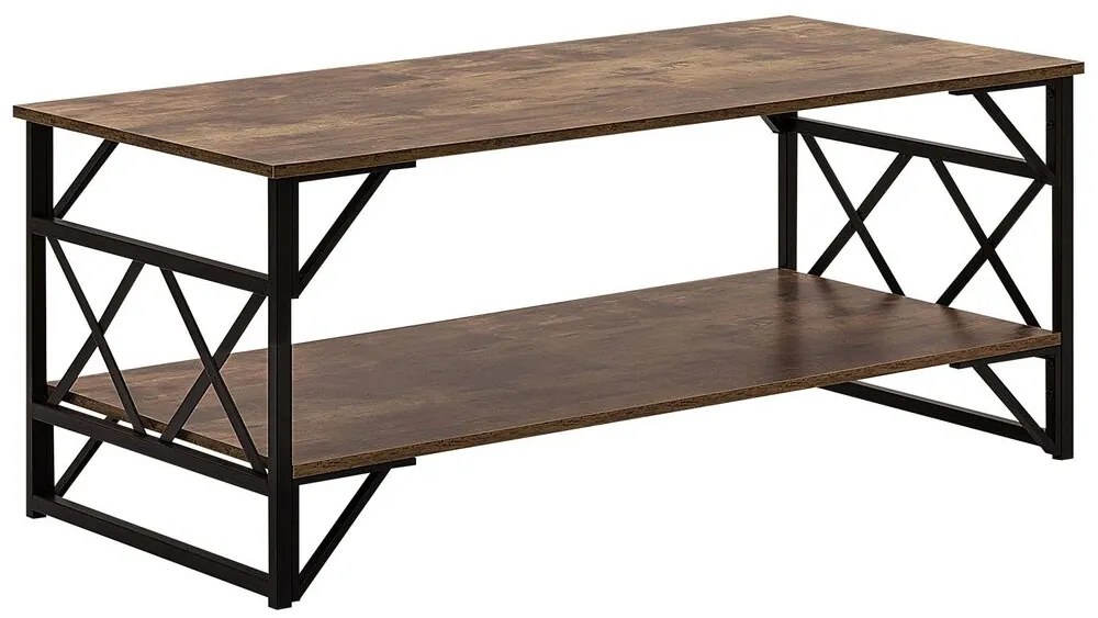 Konferenční stolek z tmavého dřeva s černou barvou, BOLTON Beliani