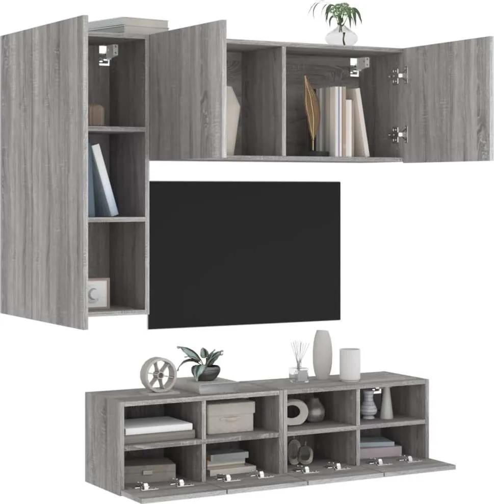 vidaXL 4dílná obývací stěna kompozitní dřevo [3216538] Barva: Betonová šedá