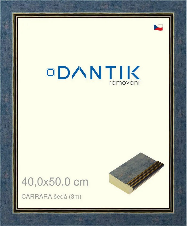 DANTIK rámeček 40x50 | Vyřazeno | CARRARA šedá (Sklo Čiré)