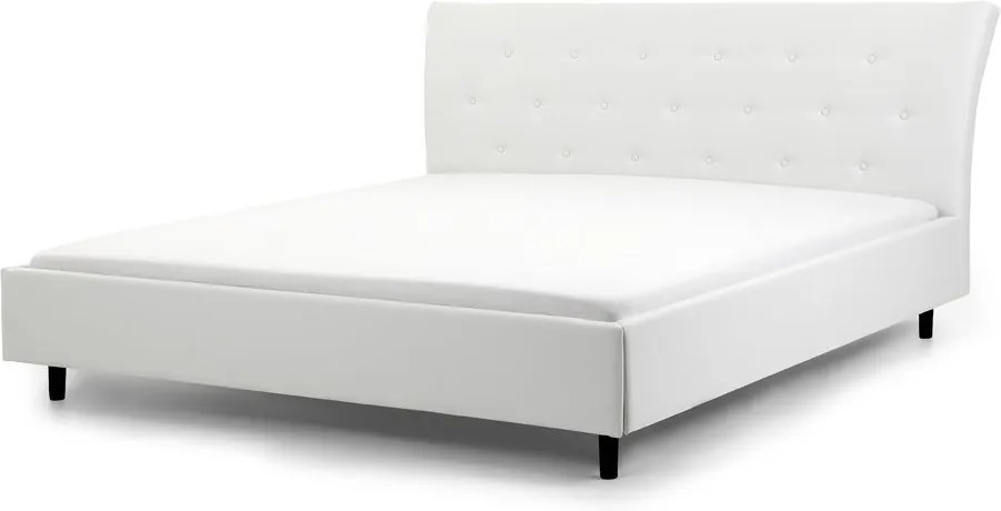 Bílá kožená postel Chesterfield 180x200 cm - SAVERNE