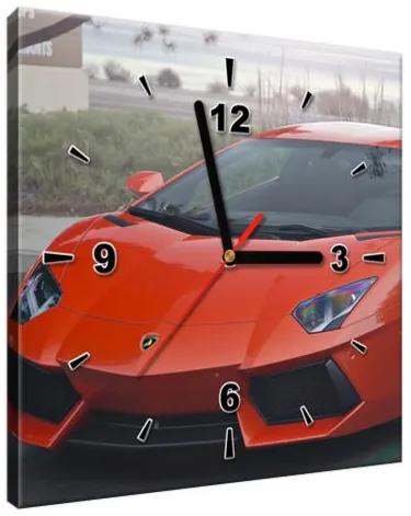 Tištěný obraz s hodinami Lamborghini Aventador - 30x30cm ZP1690A_1AI