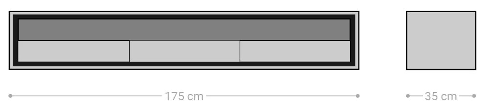 DELIFE TV stolek Stonegrace 175 cm akácie přírodní 1 přihrádka 3 zásuvky kamenná dýha závěsný