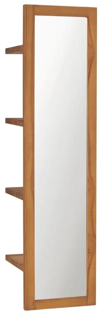 289070 vidaXL Nástěnné zrcadlo s poličkami 30 x 30 x 120 cm masivní teak