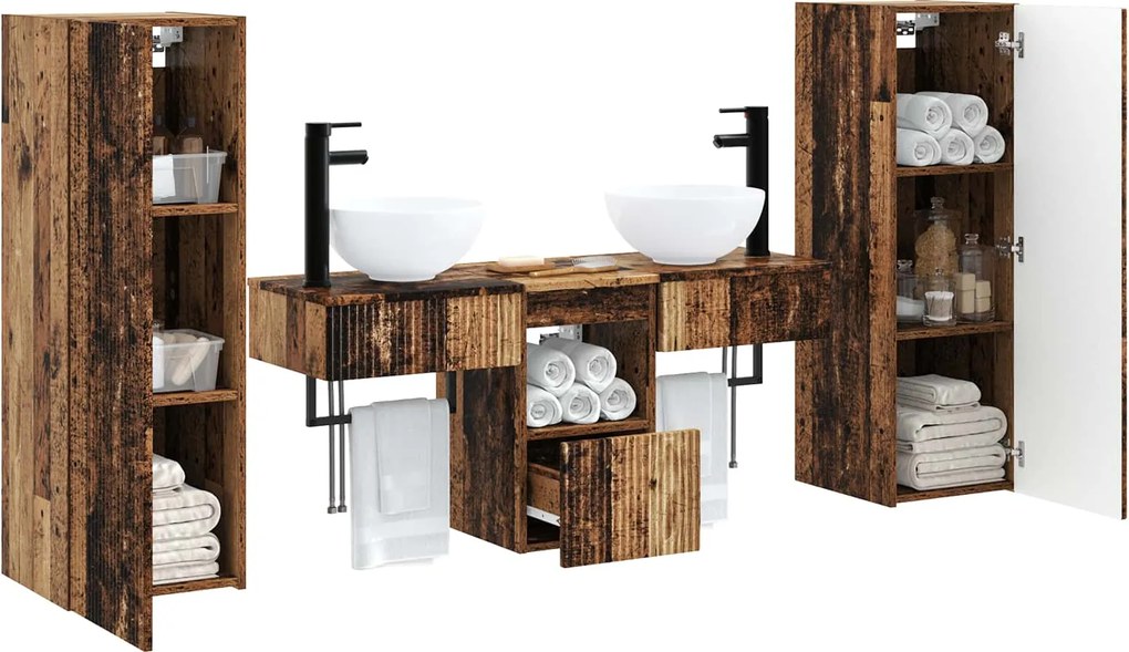 Sada koupelnového nábytku 5 ks Staré dřevo 33 x 34,5 x 100 cm 3405971