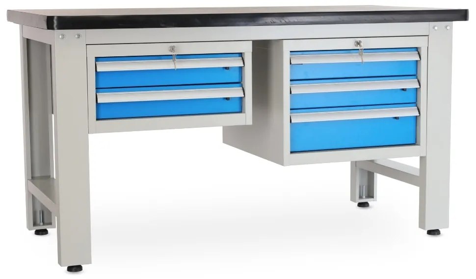 Dílenský stůl Solid MDF-23, 150 cm, 2 závěsné boxy, černá
