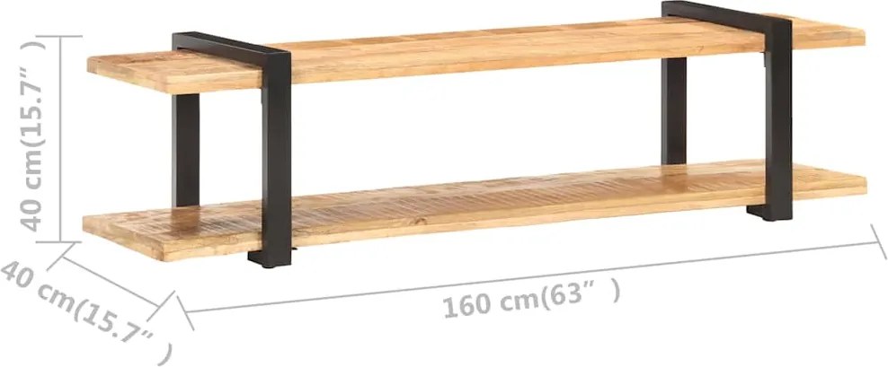TV stolek 160 x 40 x 40 cm masivní hrubé mangovníkové dřevo 320497