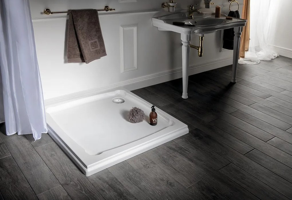 Gelco, DIONA sprchová vanička z litého mramoru, čtverec 90 x 90 x 7,5 cm, GD009