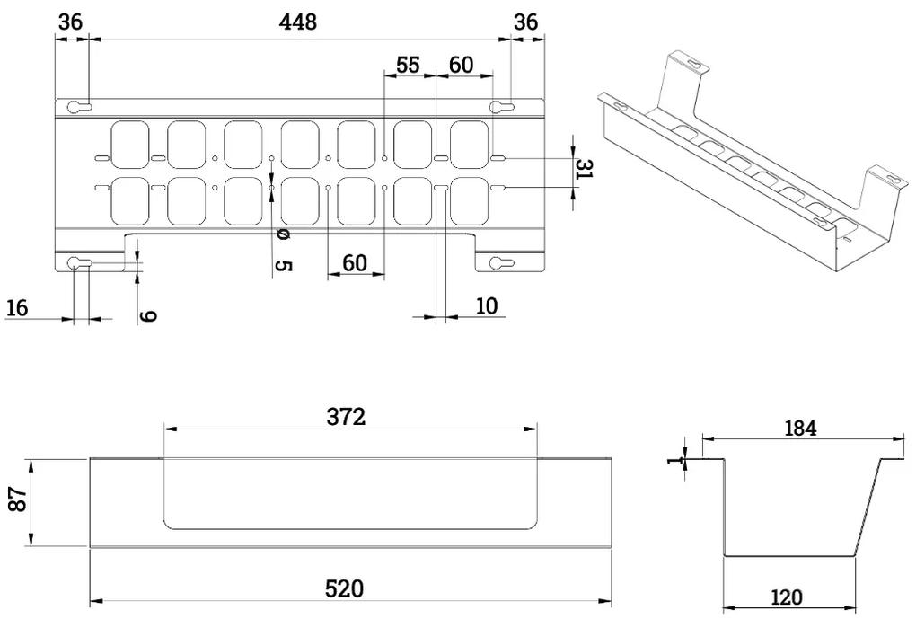 In-Design Držák kabelů a zásuvek pod stůl BOXIT V bílý Šířka držáku kabelu: 310 mm