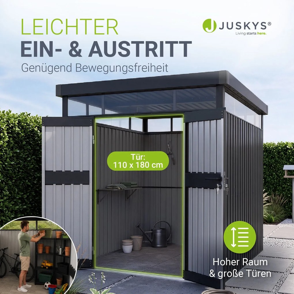Juskys Kovový zahradní domek Luzern Barva: antracitová, Velikost: 5,2 m²