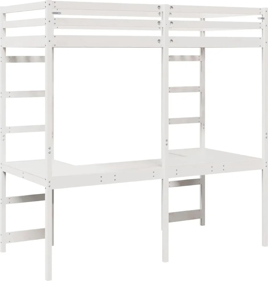 Rám postele loft Bílá 90 x 200 cm Masivní borové dřevo 3414551