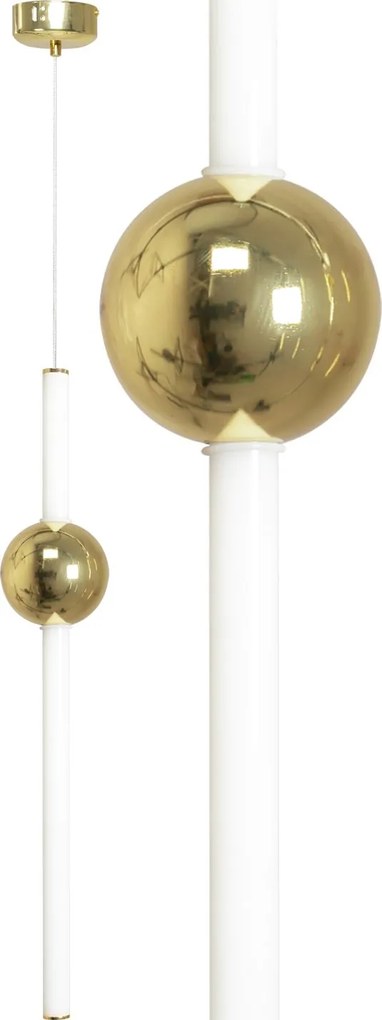Toolight - LED stropní lampa závěsná 60cm 12W APP476-CP, bílá-zlatá, OSW-00608