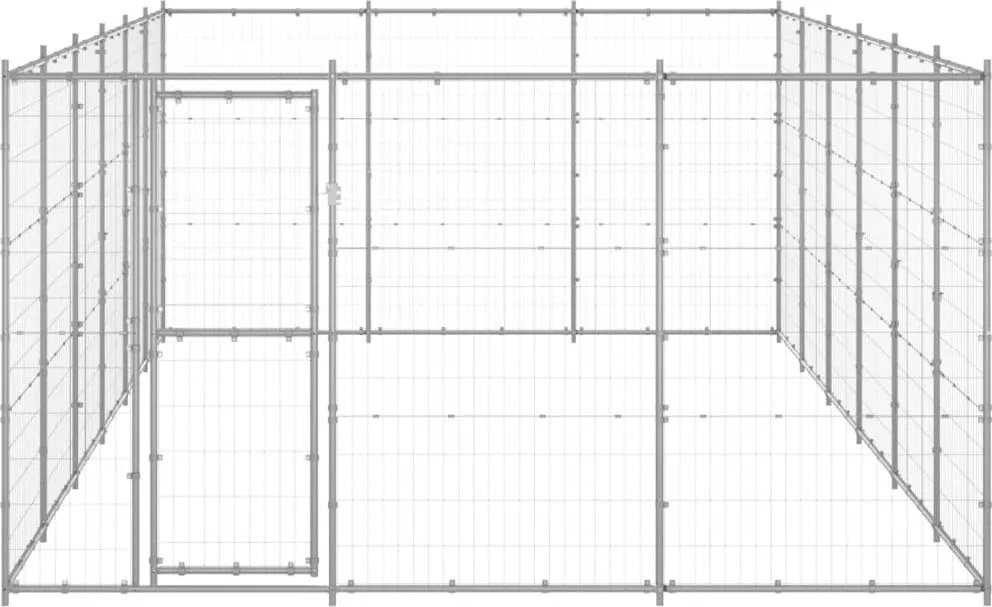 vidaXL Venkovní psí kotec ocel 21,78 m² [3082328] Barva: Stříbrná