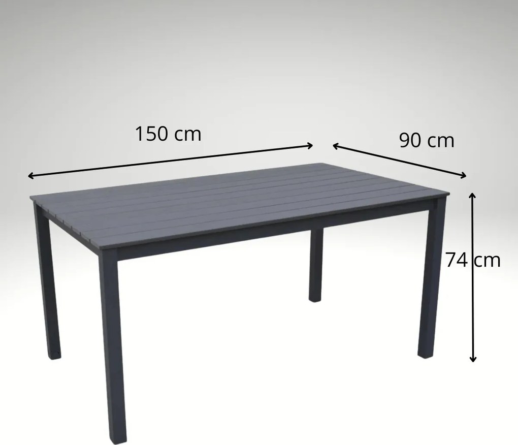 Vikio Zahradní ratanový set 150x90 pro 6 osob DT276-S šedý