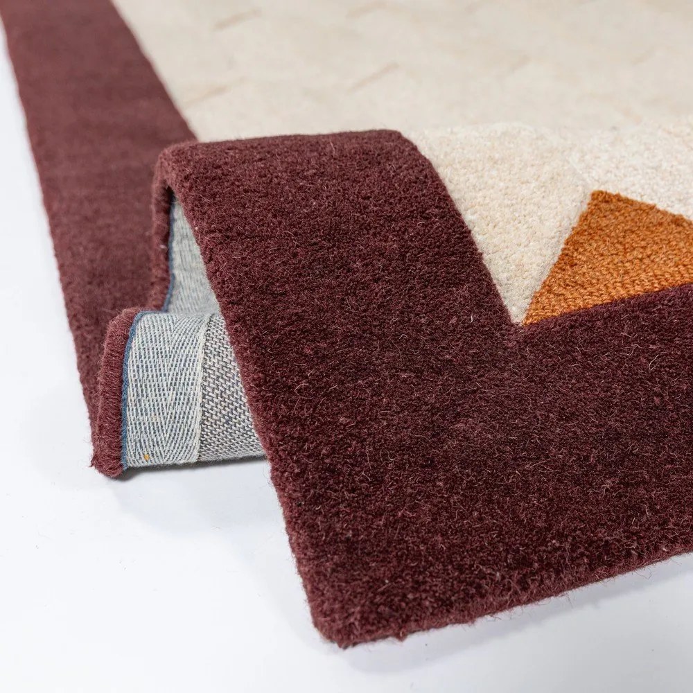 Vínový/v přírodní barvě ručně tkaný vlněný koberec 200x290 cm Apex Border Wool – Flair Rugs