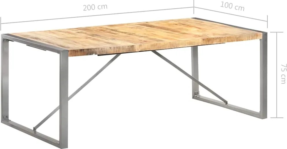 Jídelní stůl 200 x 100 x 75 cm masivní hrubé mangovníkové dřevo 321565