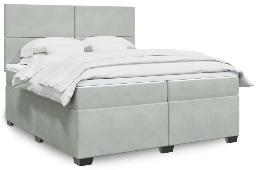 Box spring postel s matrací světle šedá 200x200 cm samet 3290996