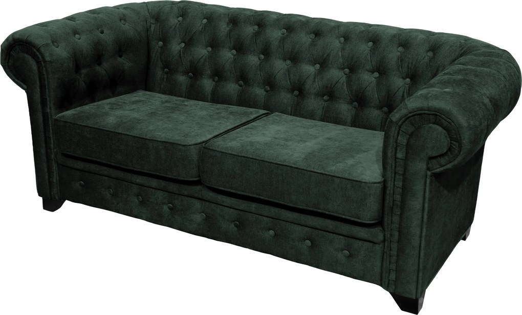 XXXLutz POHOVKA CHESTERFIELD, dřevo, textil, kompozitní dřevo, tmavě zelená MID.YOU - Pohovky - 000694009801
