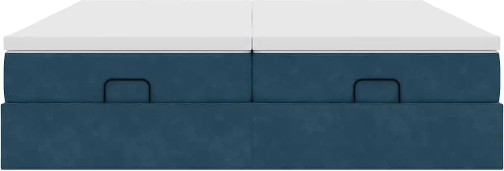 Osmanský rám postele s matracíes tmavě modrá 160x200cm samet 3311259