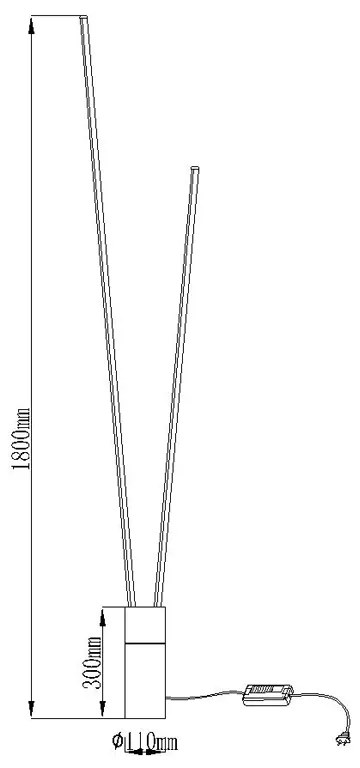 Mantra 7346 Vertical, stmívatelná černá stojací lampa se dvěma prvky, LED 44W 2600lm 3000K, výška 180cm