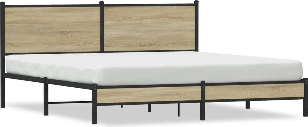 Kovový rám postele bez matrace dub sonoma 180 x 200 cm 3301391